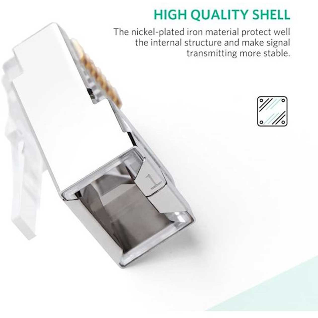 سوکت شبکه Rj45 Shielded Cat6 یوگرین 100 عددی Ugreen NW111 50248 | سنتی